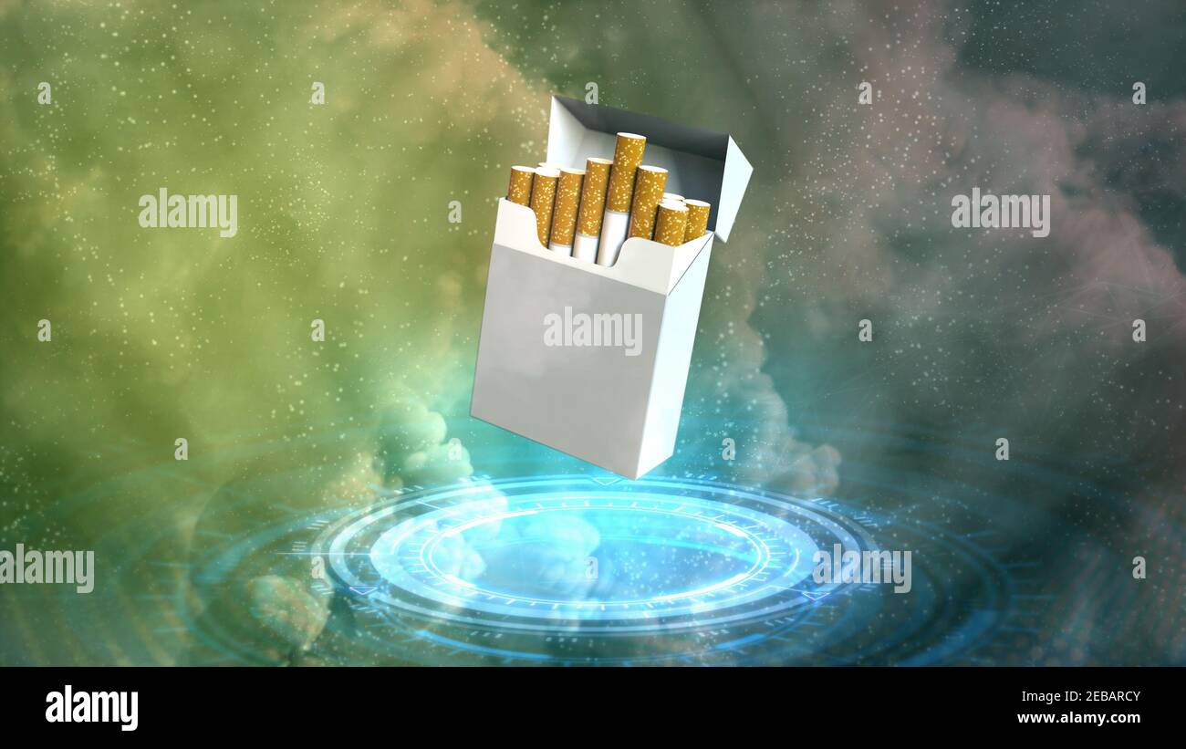 cg industrial 3D rendering, cigarettes pack 3d renders on smoke ...