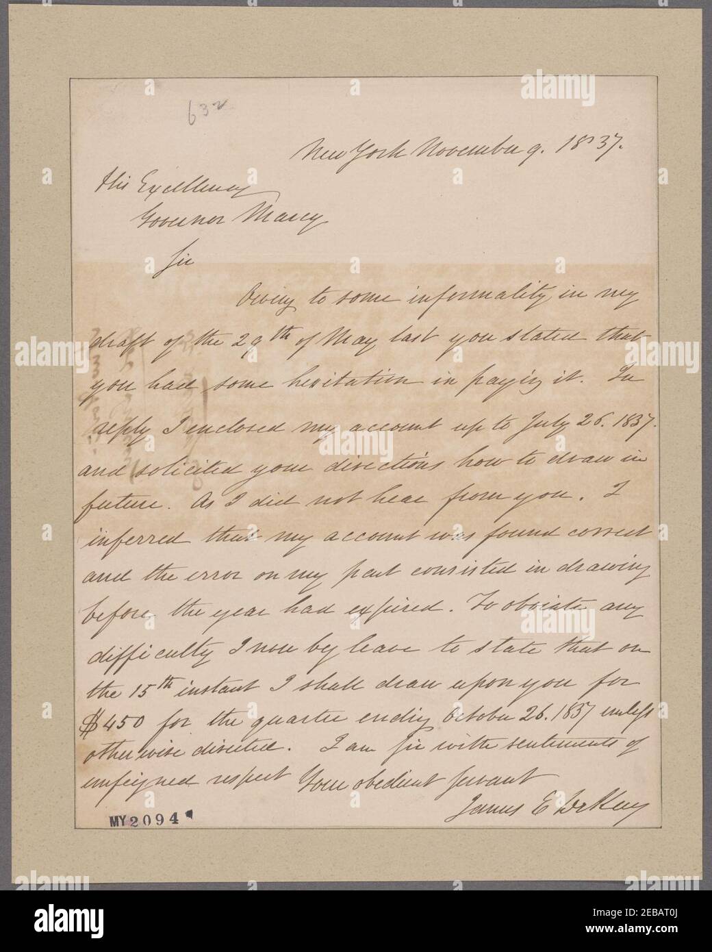 DeKay, James Ellsworth. New York. To Governor Marcy Stock Photo - Alamy