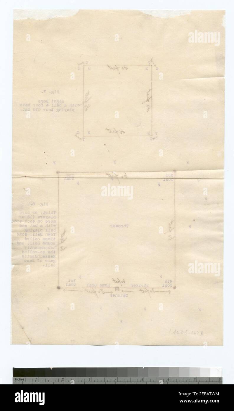 Diagrams for playing Your old cat, and Town ball, Round ball or ...