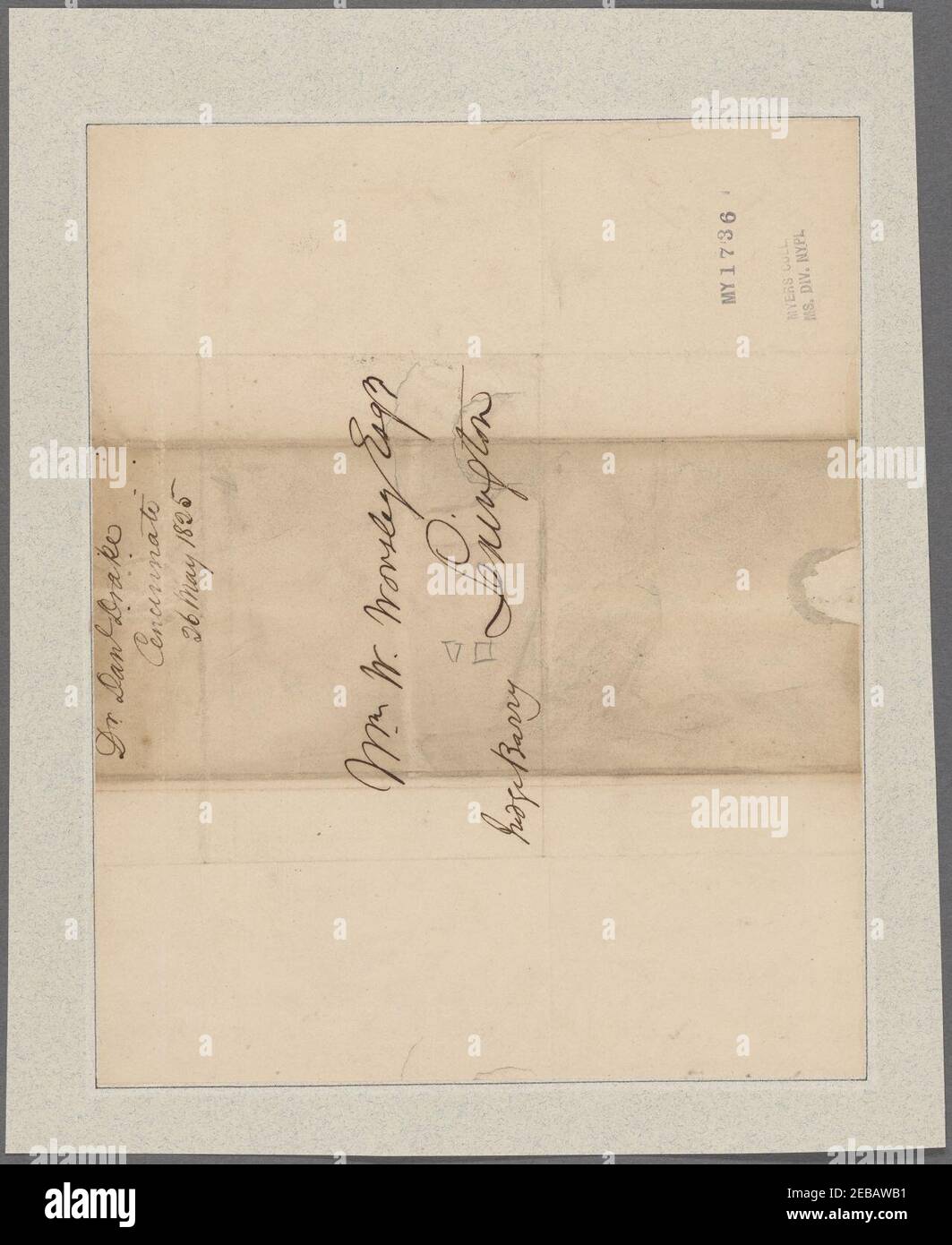 Drake, Daniel. Cincinnati. To W. Worsley Stock Photo - Alamy