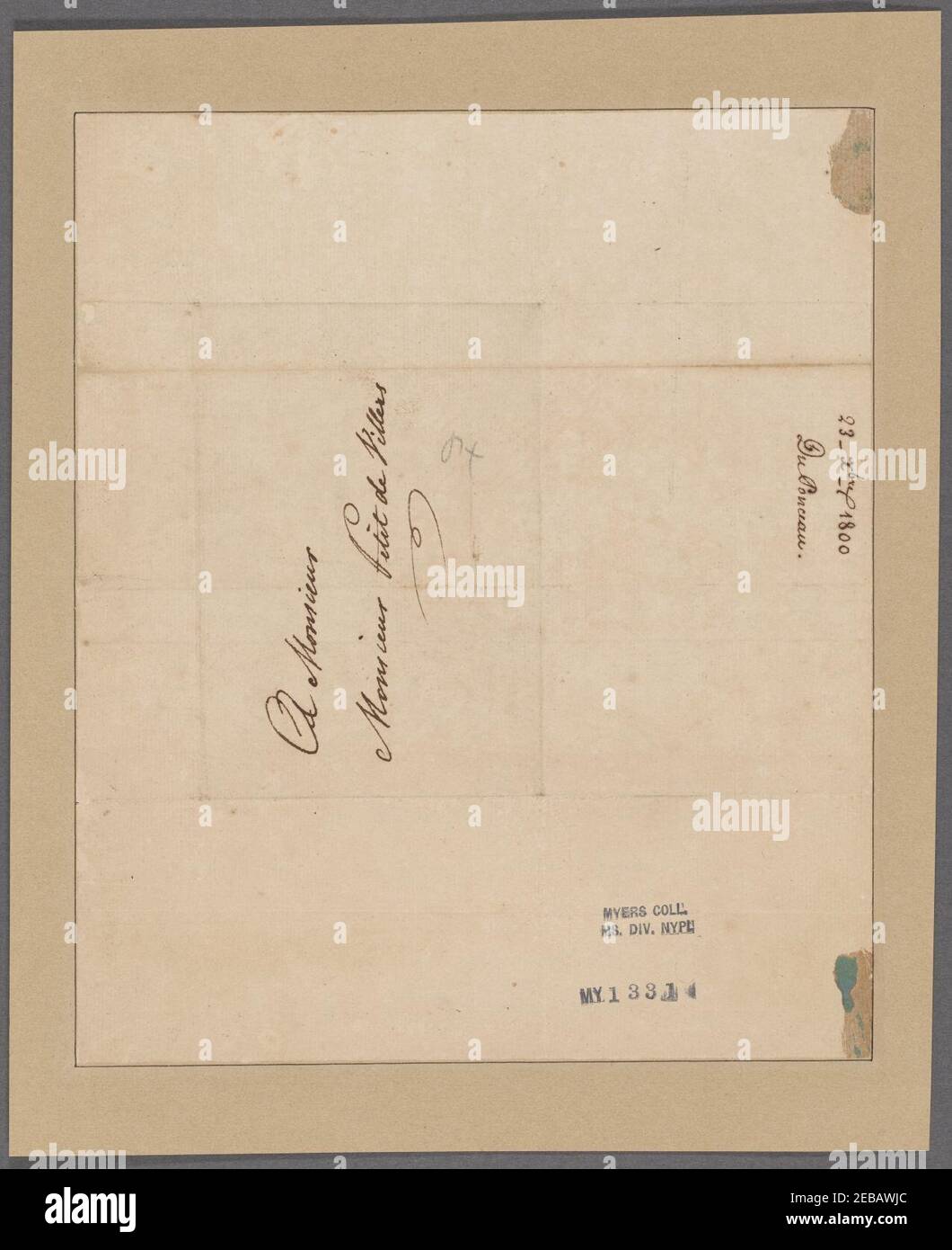 Du Ponceau, Peter S. Philadelphia. To Monsieur Petit de Villers Stock ...