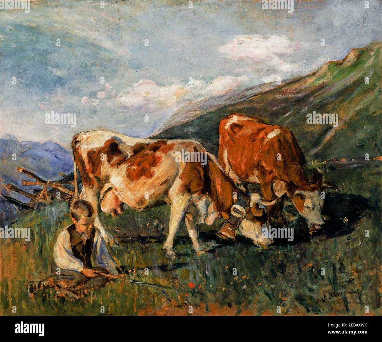 Elizabeth Nourse - Dans le haut pâturage en Suisse (1904 Stock Photo ...