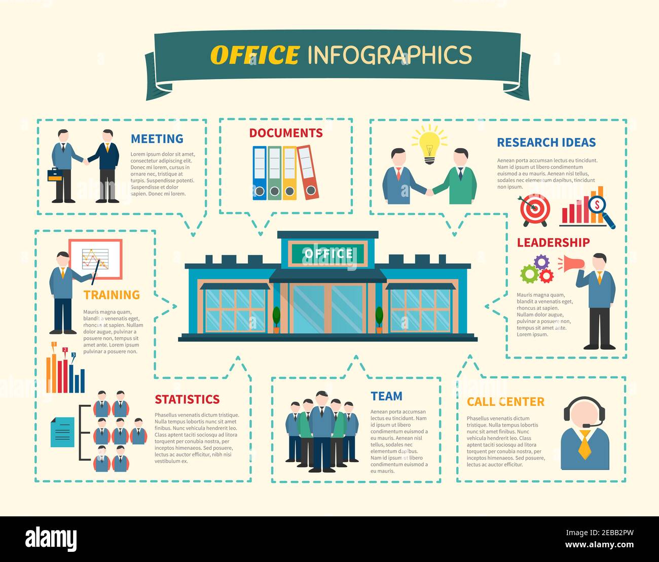 Office people Infographics web page with information about research of ...