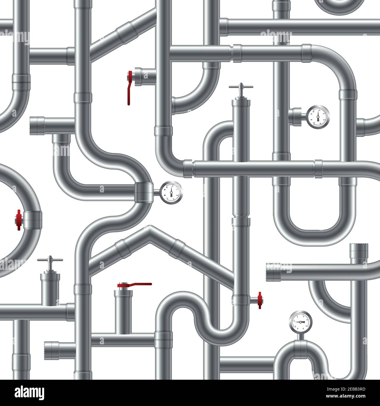 Plastic grey pipe system realistic seamless pattern vector illustration ...