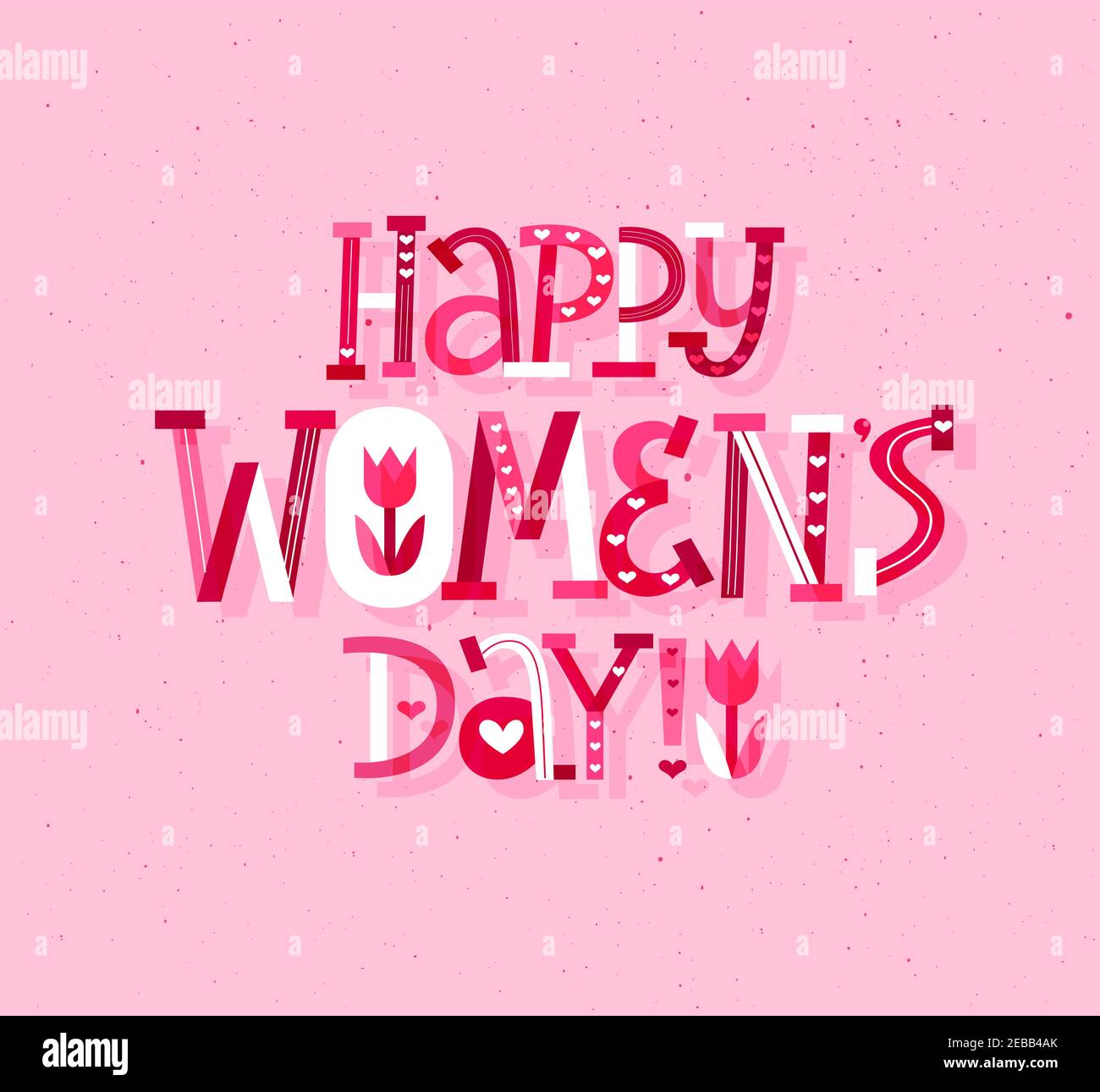 Happy Women Day fun pink and red card design Stock Vector Image & Art ...
