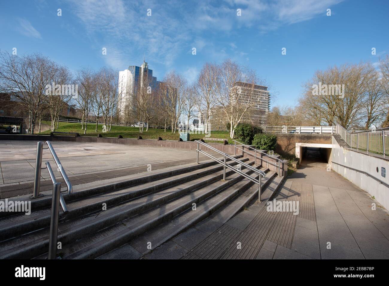 Basingstoke Town centre sky line Churchill Place Stock Photo - Alamy