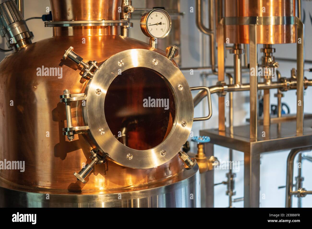 Copper vacuum still for distillation performed under reduced pressure ...