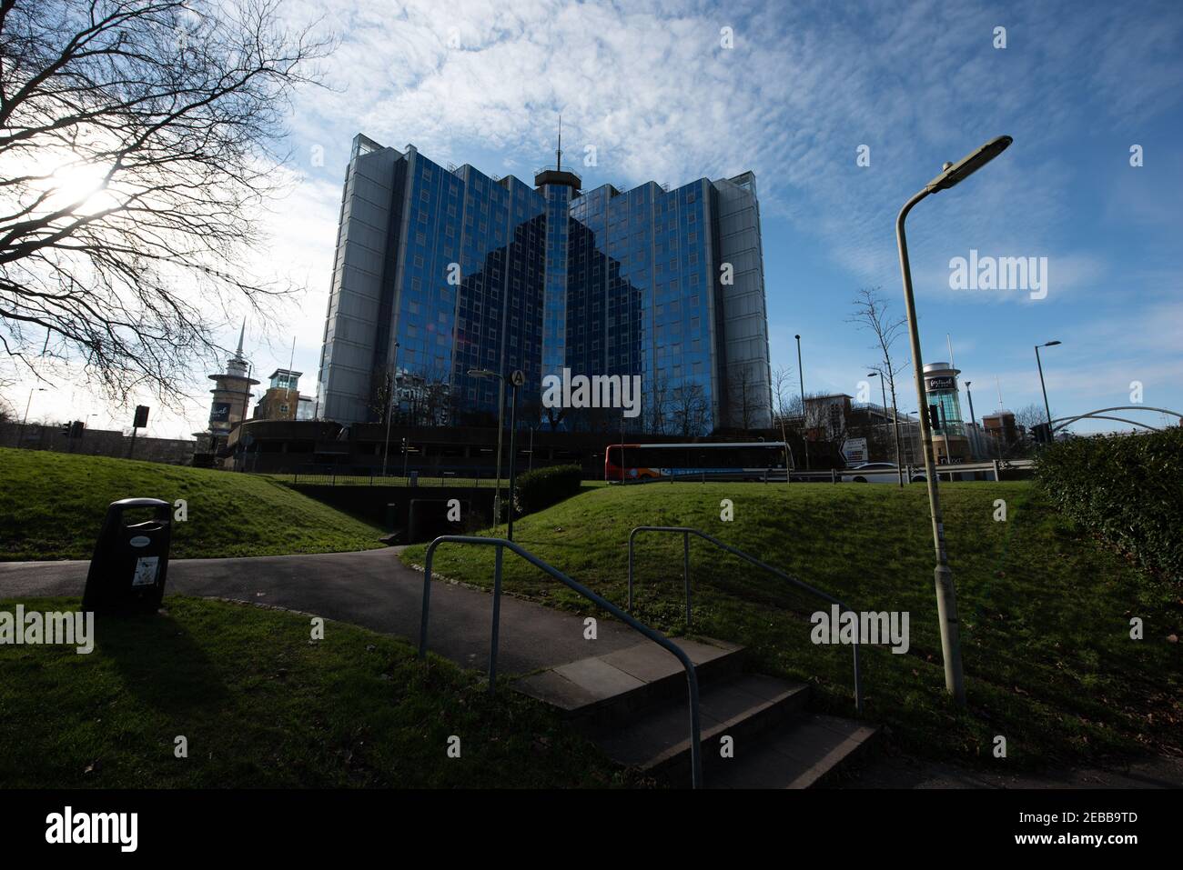 Churchill Place Basingstoke Town centre sky line Stock Photo - Alamy