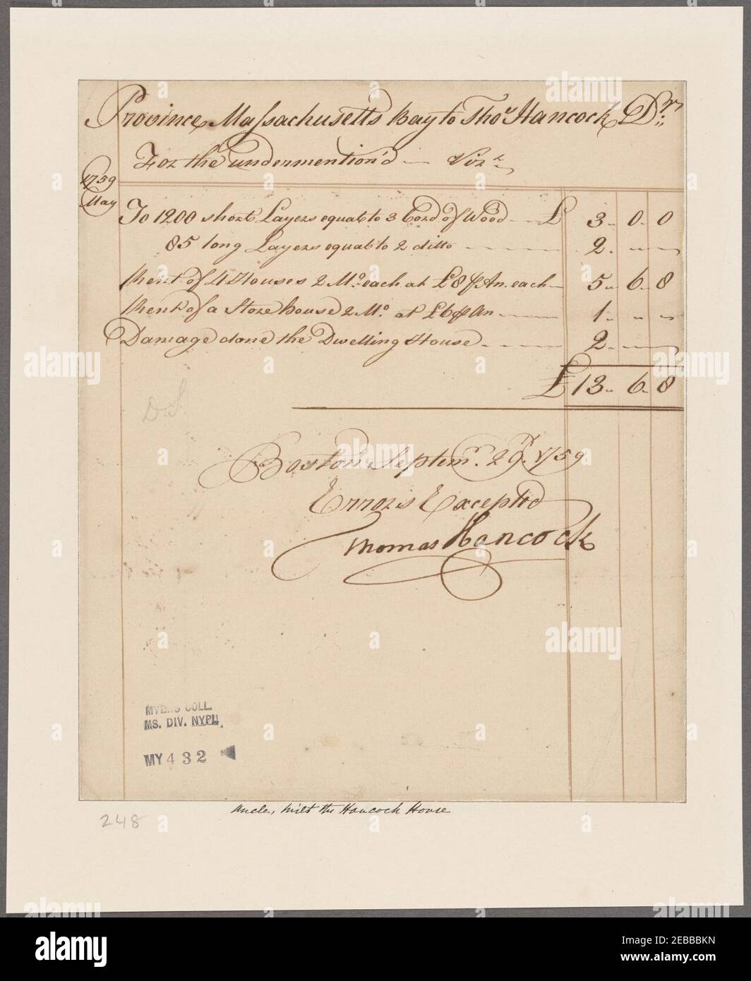 Hancock, Thomas. Boston Stock Photo - Alamy