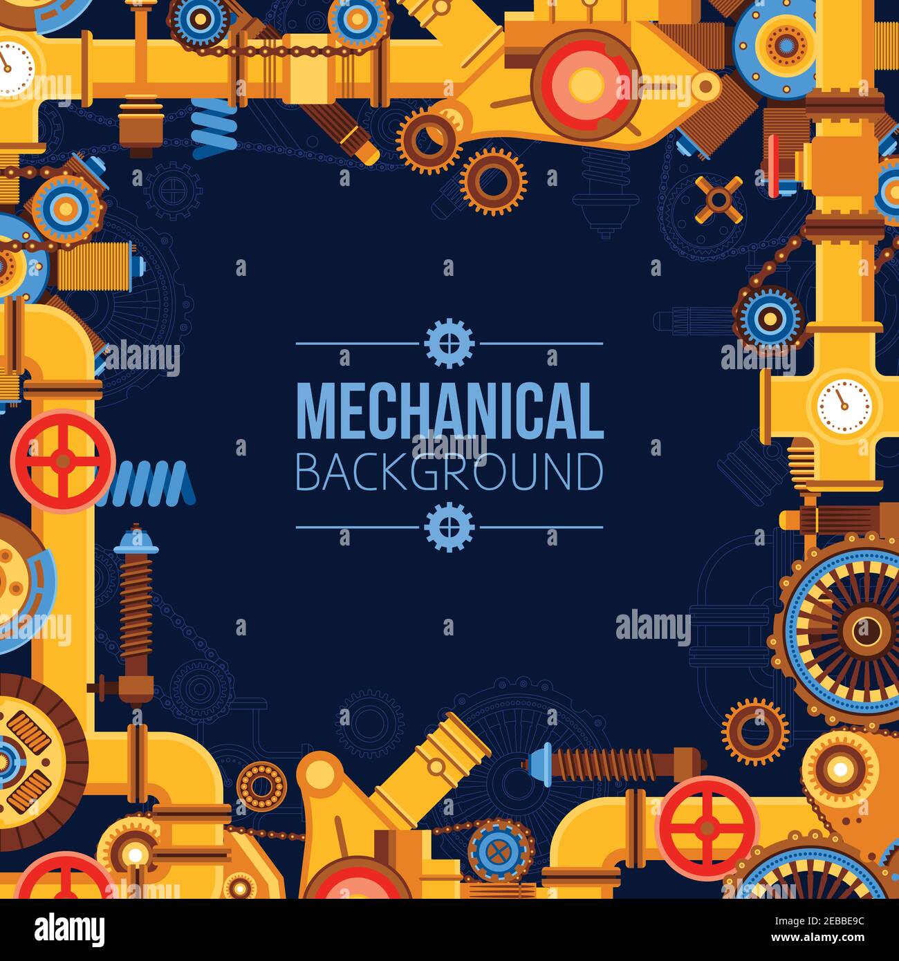 Machinery parts background with metal pipeline gears manufacturing ...