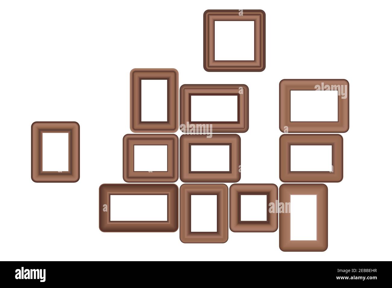 Big set of squared golden vintage wooden frame for your design. Vintage ...
