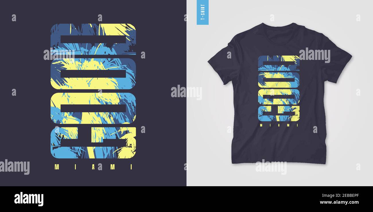 Miami graphic tee design, typography print, vector illustration Stock ...