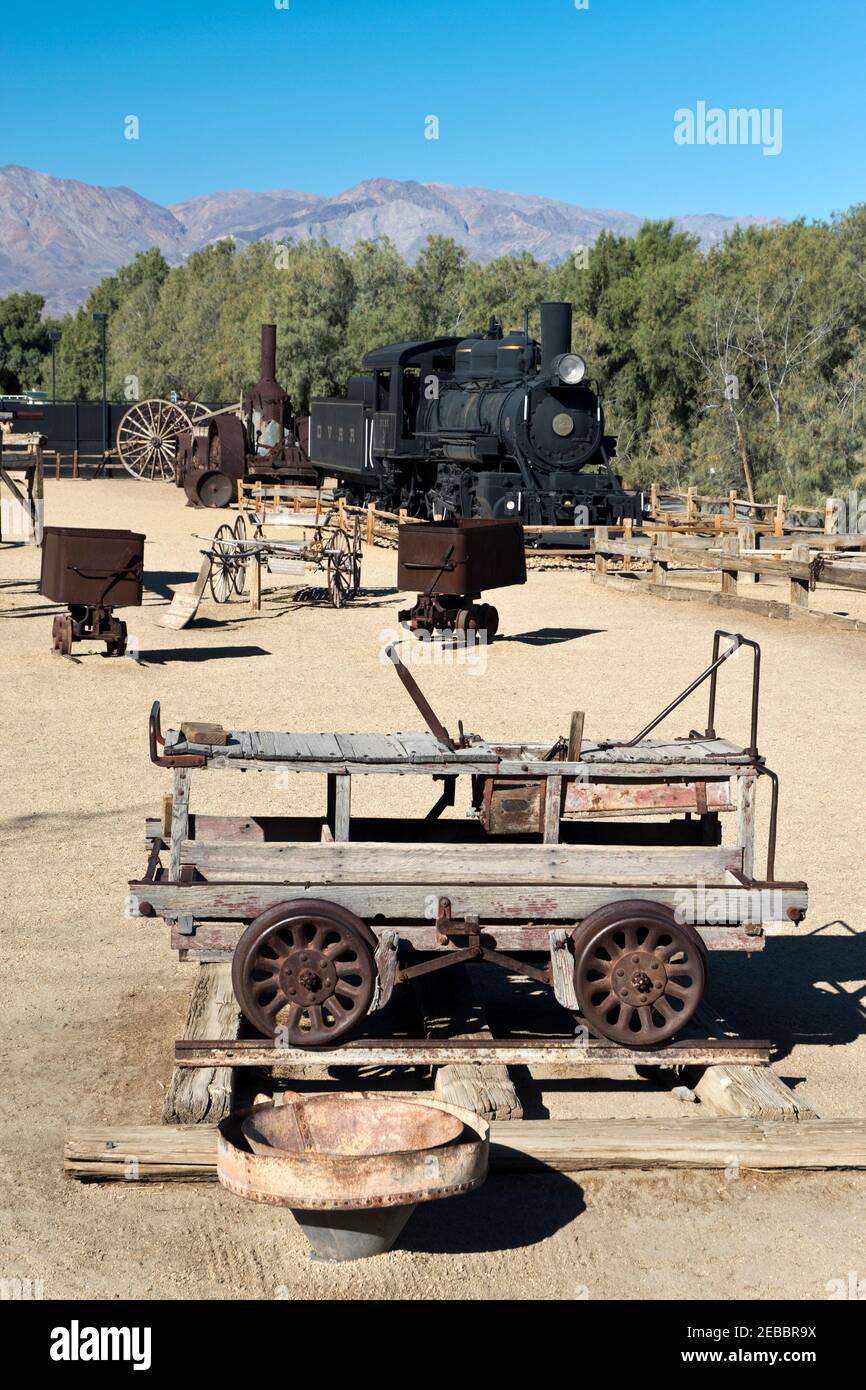 Locomotive and mining equipment at the Borax Mining Museum, at the ...