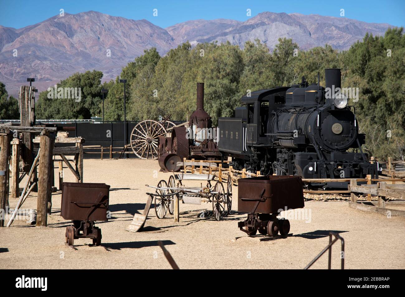 Locomotive and mining equipment at the Borax Mining Museum, at the ...
