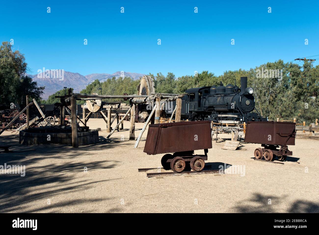 Locomotive and mining equipment at the Borax Mining Museum, at the ...