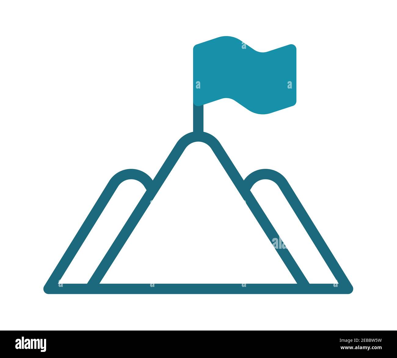 mission milestone flag single isolated icon with solid line style ...