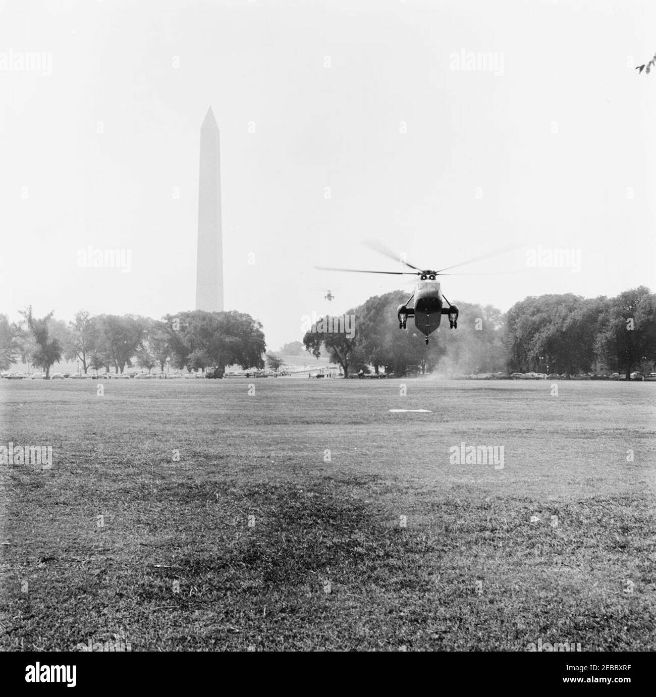 President Kennedy arrives on the Ellipse by helicopter. President John ...