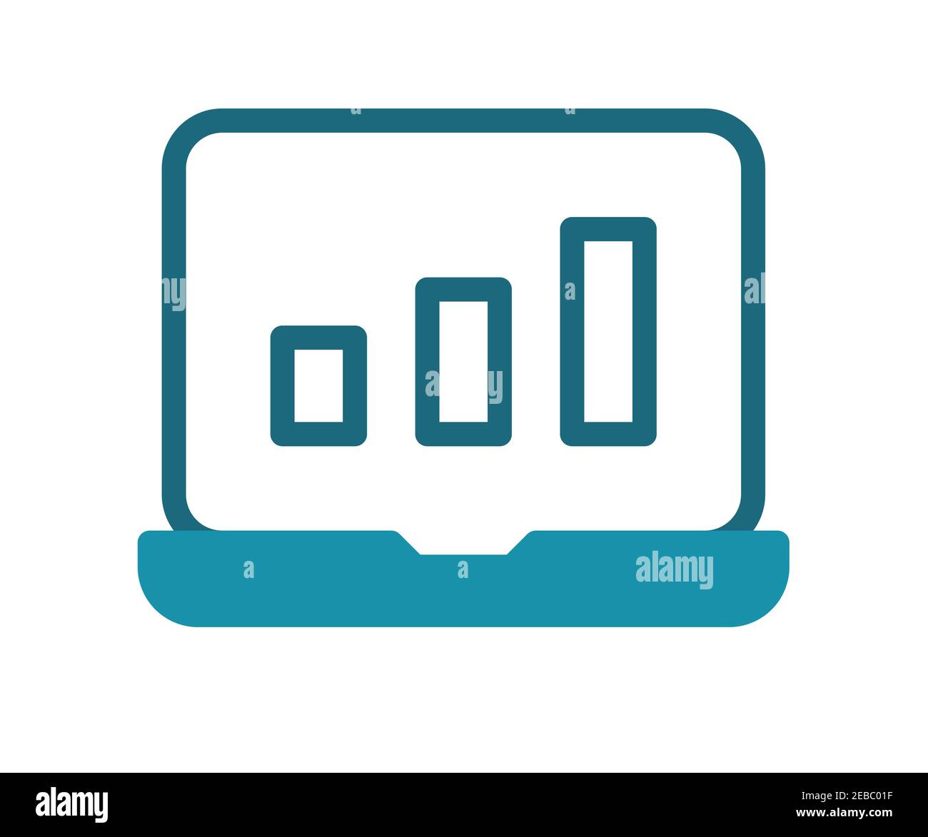 laptop graphic chart single isolated icon with solid line style vector ...