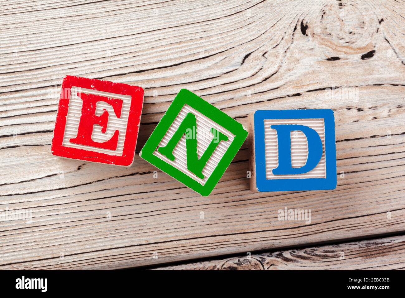 Wooden toy Blocks with the text: end Stock Photo - Alamy