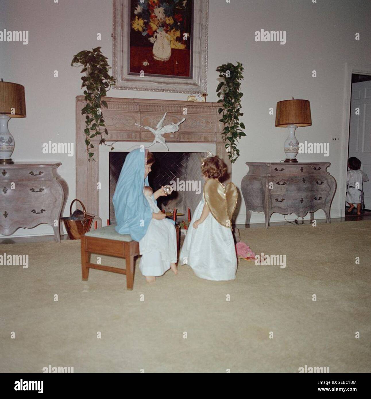 Christmas Day, Palm Beach. Caroline Kennedy (left, seated on footstool ...