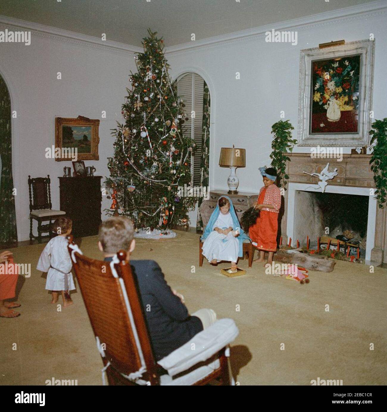 Christmas Day, Palm Beach. President John F. Kennedy watches a ...