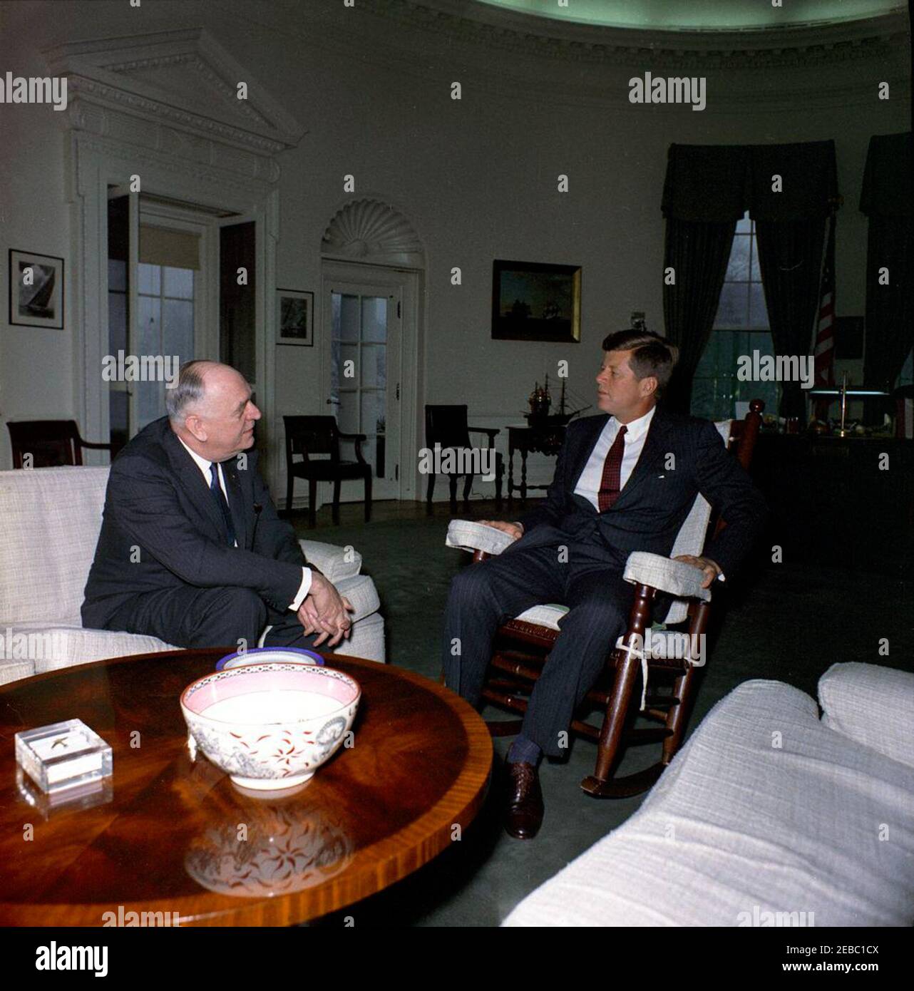 Visit of Dr. William Menninger, 12:35PM. President John F. Kennedy (in ...