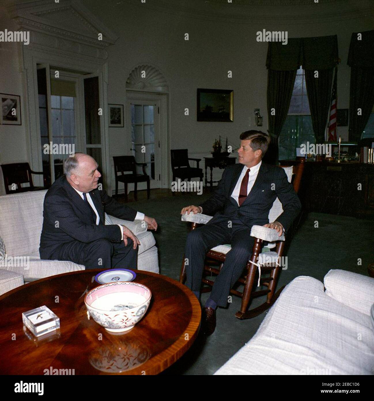 Visit of Dr. William Menninger, 12:35PM. President John F. Kennedy (in ...