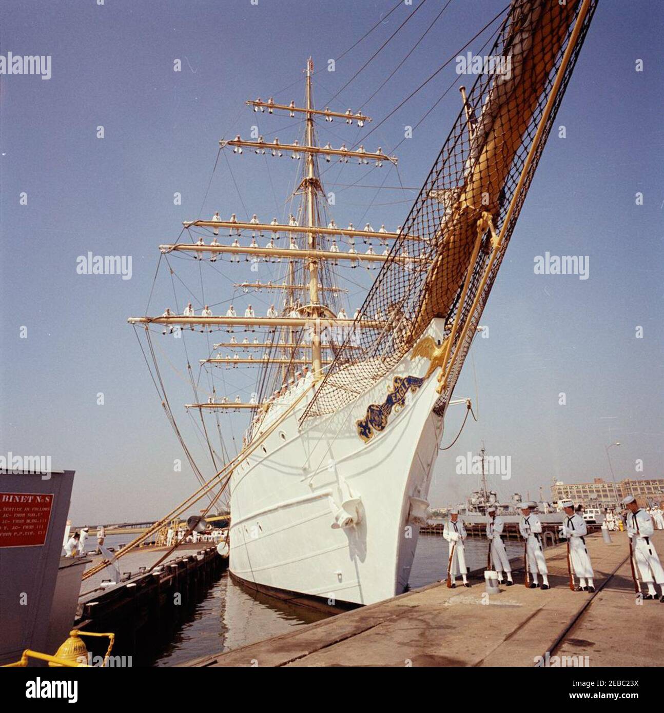 President Kennedy inspects the United States Coast Guard (USCG) barque ...