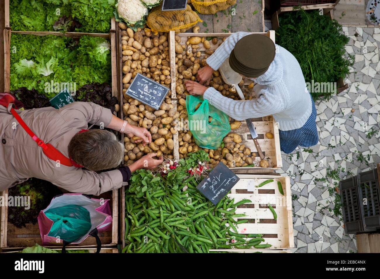 People shopping fruit street market stall france hi-res stock ...