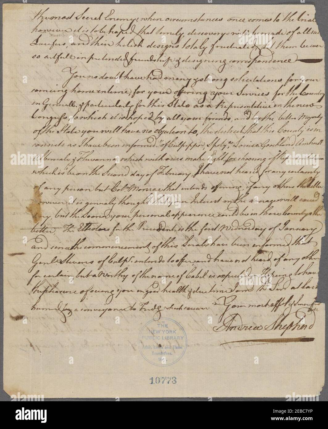 Letter from Andrew Shepherd Stock Photo - Alamy