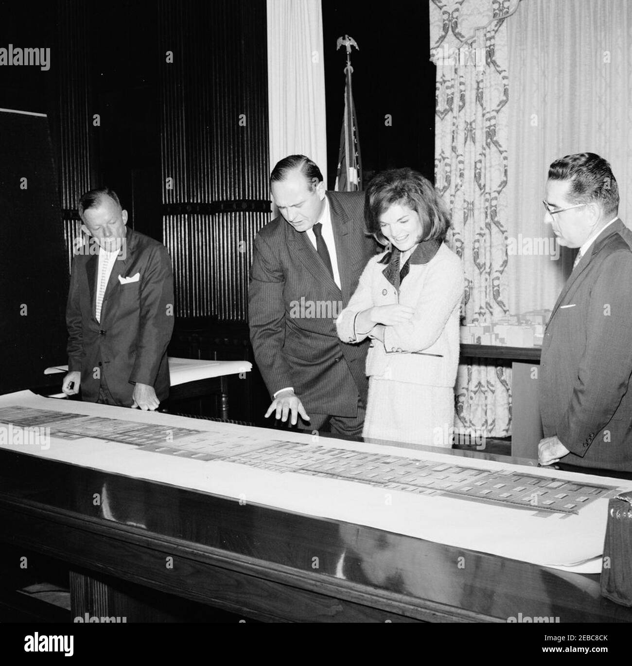 First Lady Jacqueline Kennedy (JBK) inspects the LaFayette Square ...
