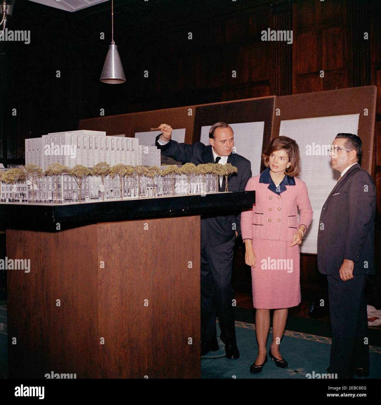 First Lady Jacqueline Kennedy (JBK) inspects the LaFayette Square ...