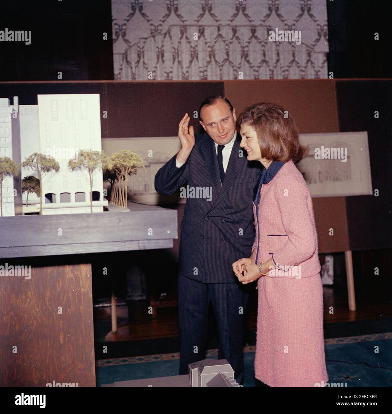First Lady Jacqueline Kennedy (JBK) inspects the LaFayette Square ...