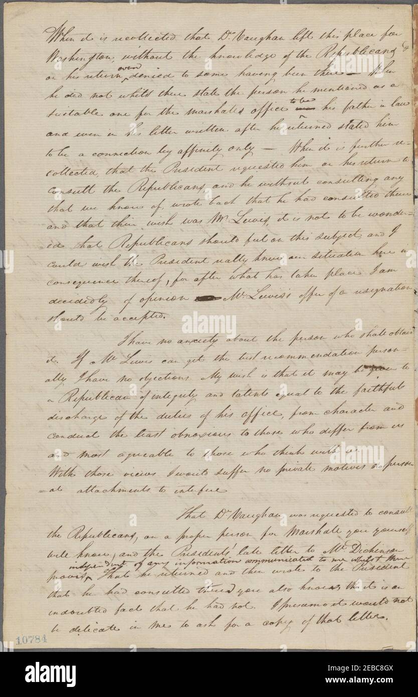 Letter from Caesar A. Rodney Stock Photo - Alamy