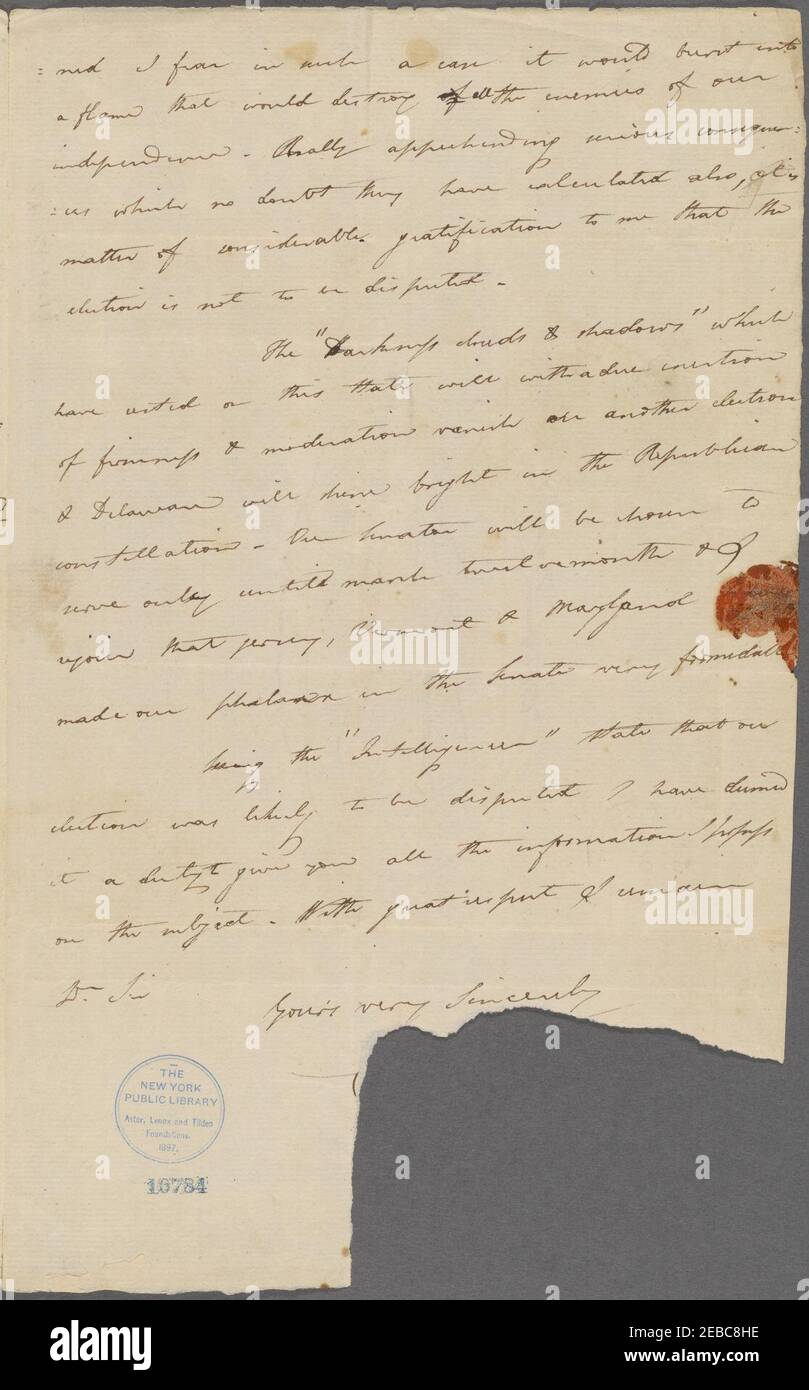 Letter from Caesar A. Rodney Stock Photo - Alamy