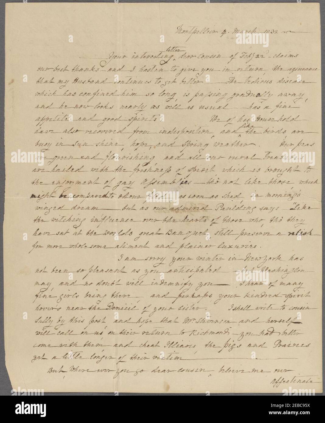 Letter from Dolley Madison to Edward Coles Stock Photo - Alamy