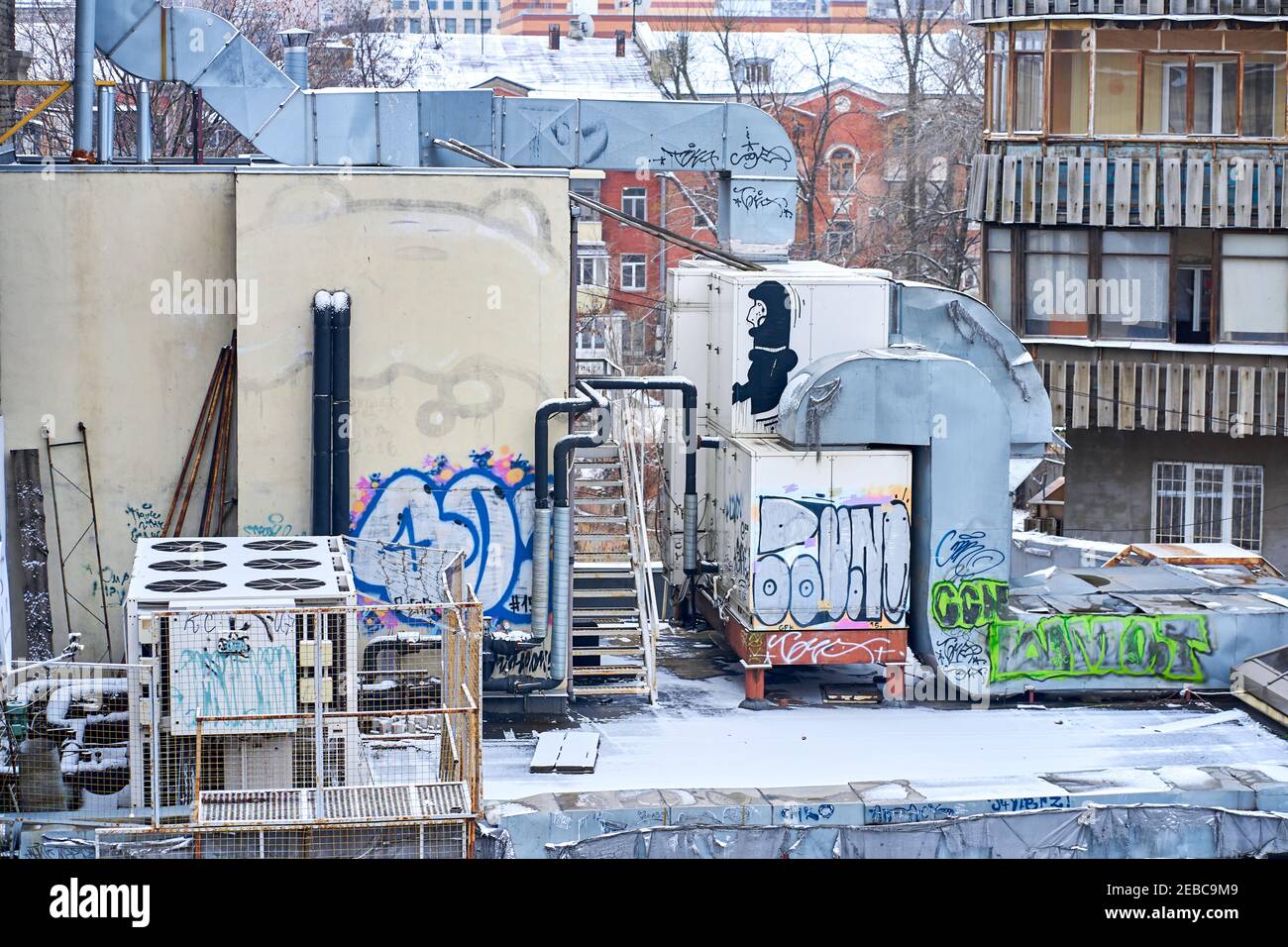 Winter courtyard of an old industrial factory Stock Photo - Alamy