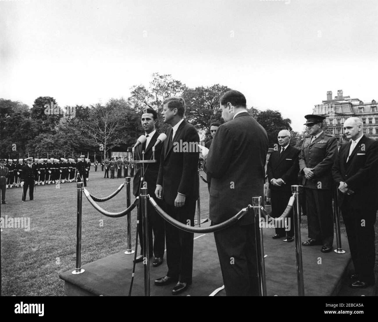 Arrival ceremony for Ahmed Ben Bella, Prime Minister of Algeria, 11 ...