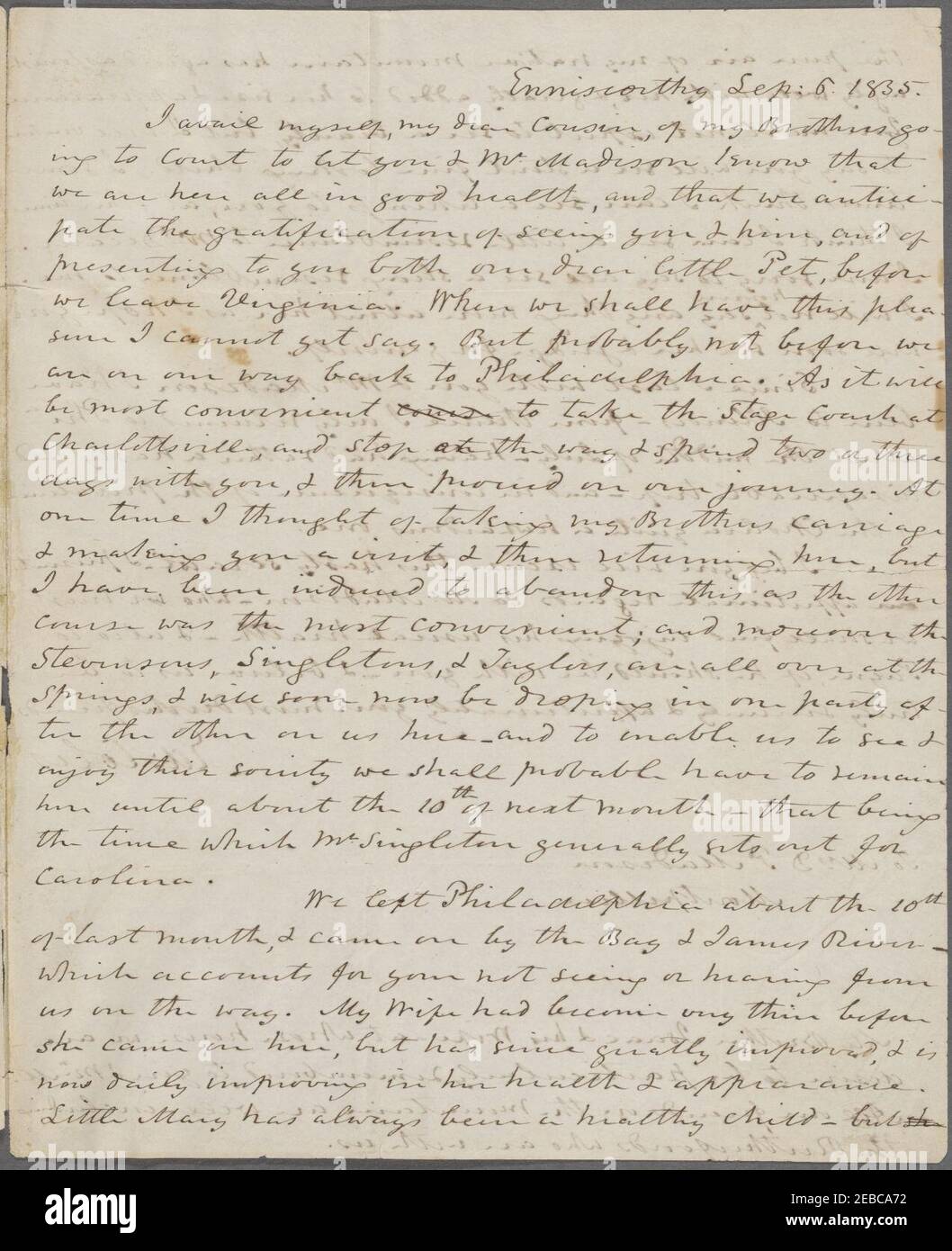Letter from Edward Coles to Dolley Madison Stock Photo - Alamy