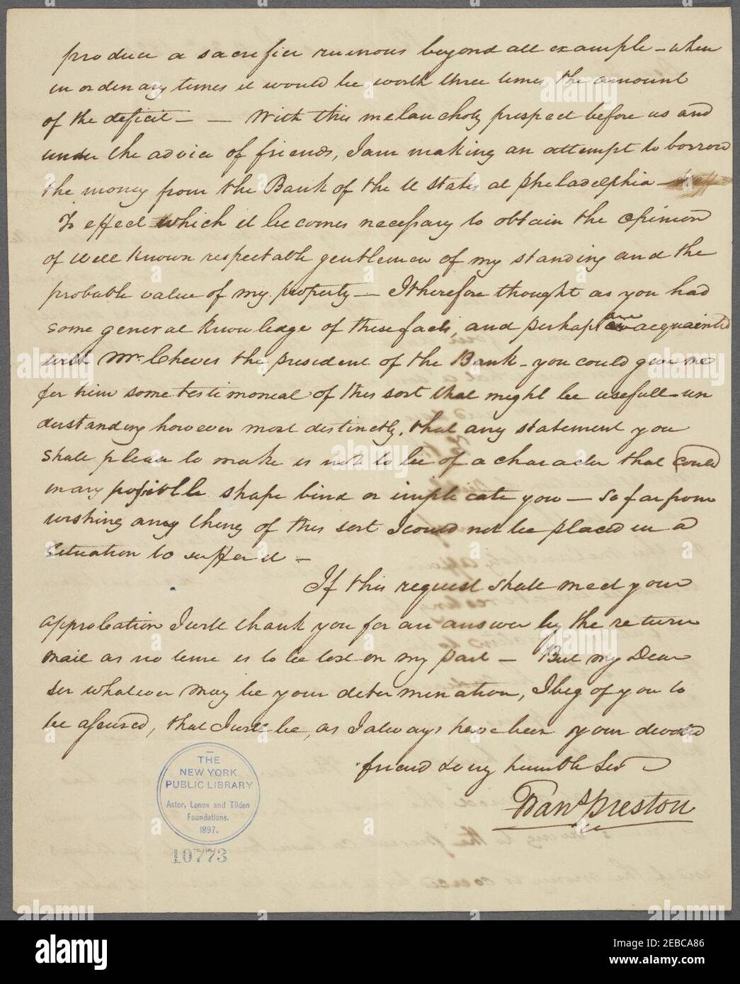 Letter from Francis Preston Stock Photo - Alamy