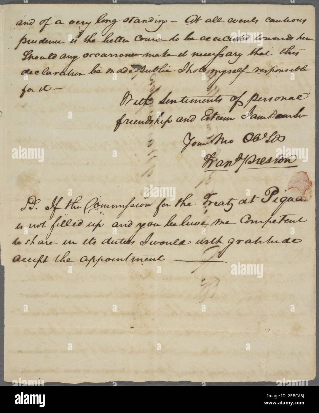 Letter from Francis Preston Stock Photo - Alamy