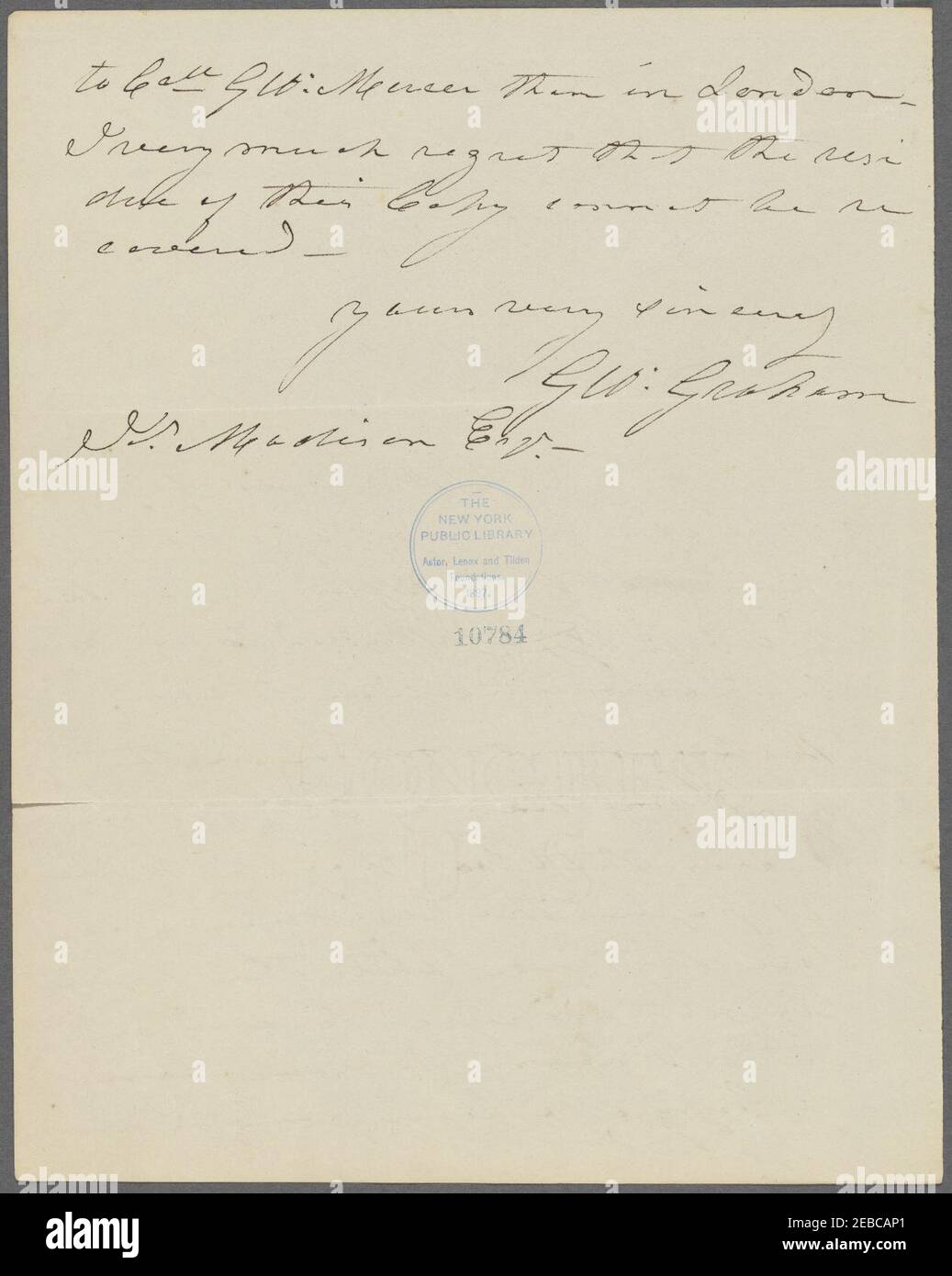 Letter from George Graham Stock Photo - Alamy