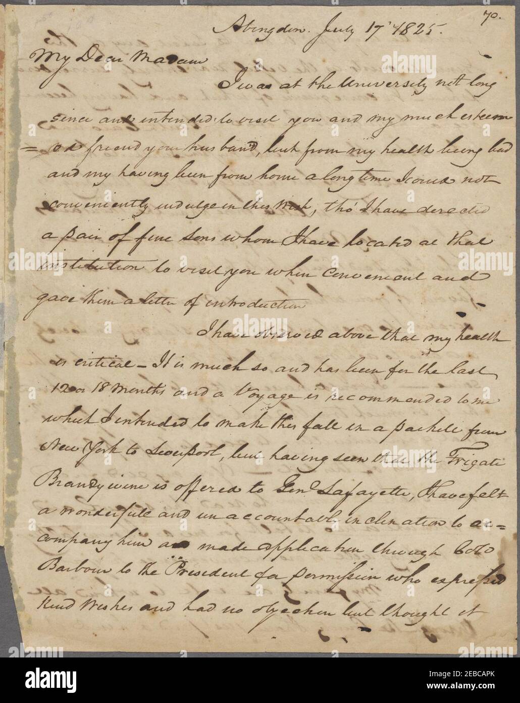 Letter from Francis Preston to Dolley Madison Stock Photo - Alamy
