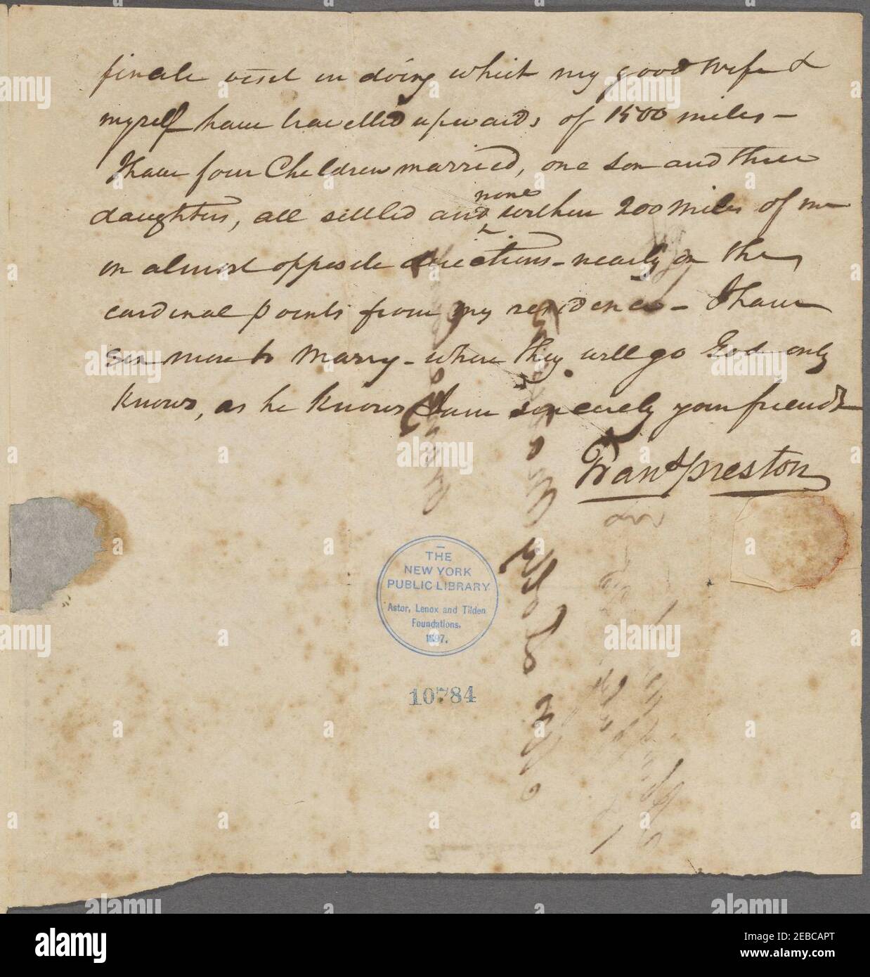 Letter from Francis Preston to Dolley Madison Stock Photo - Alamy
