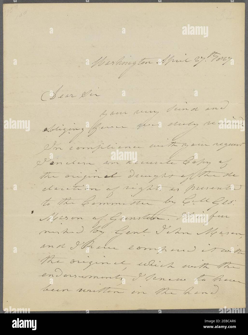 Letter from George Graham Stock Photo - Alamy