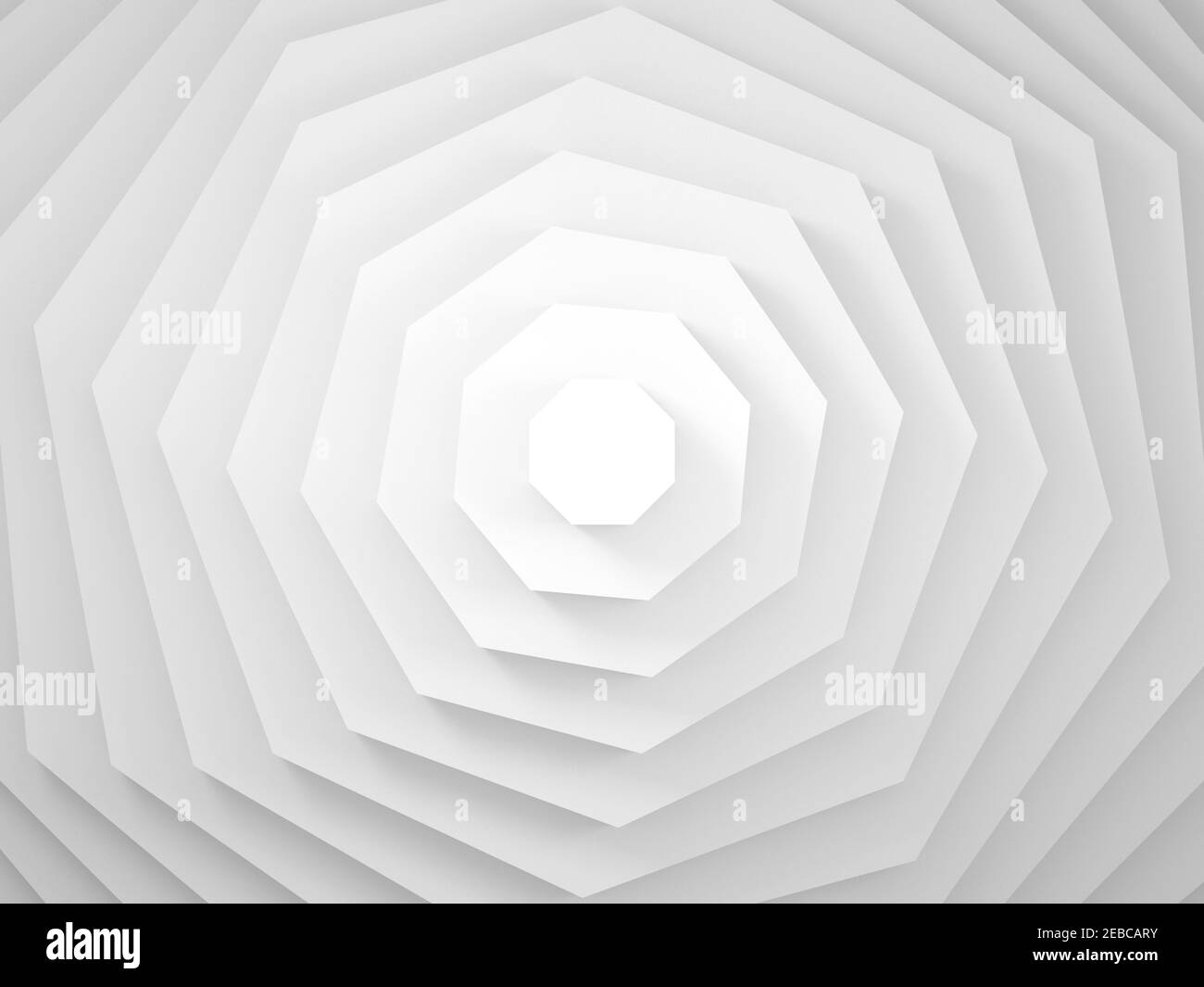 Abstract geometric background with white octagonal installation. 3d ...