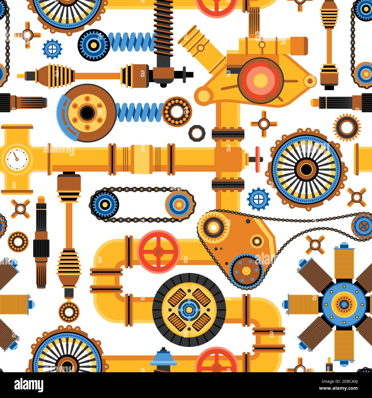 Machinery seamless pattern with various technical and industrial ...