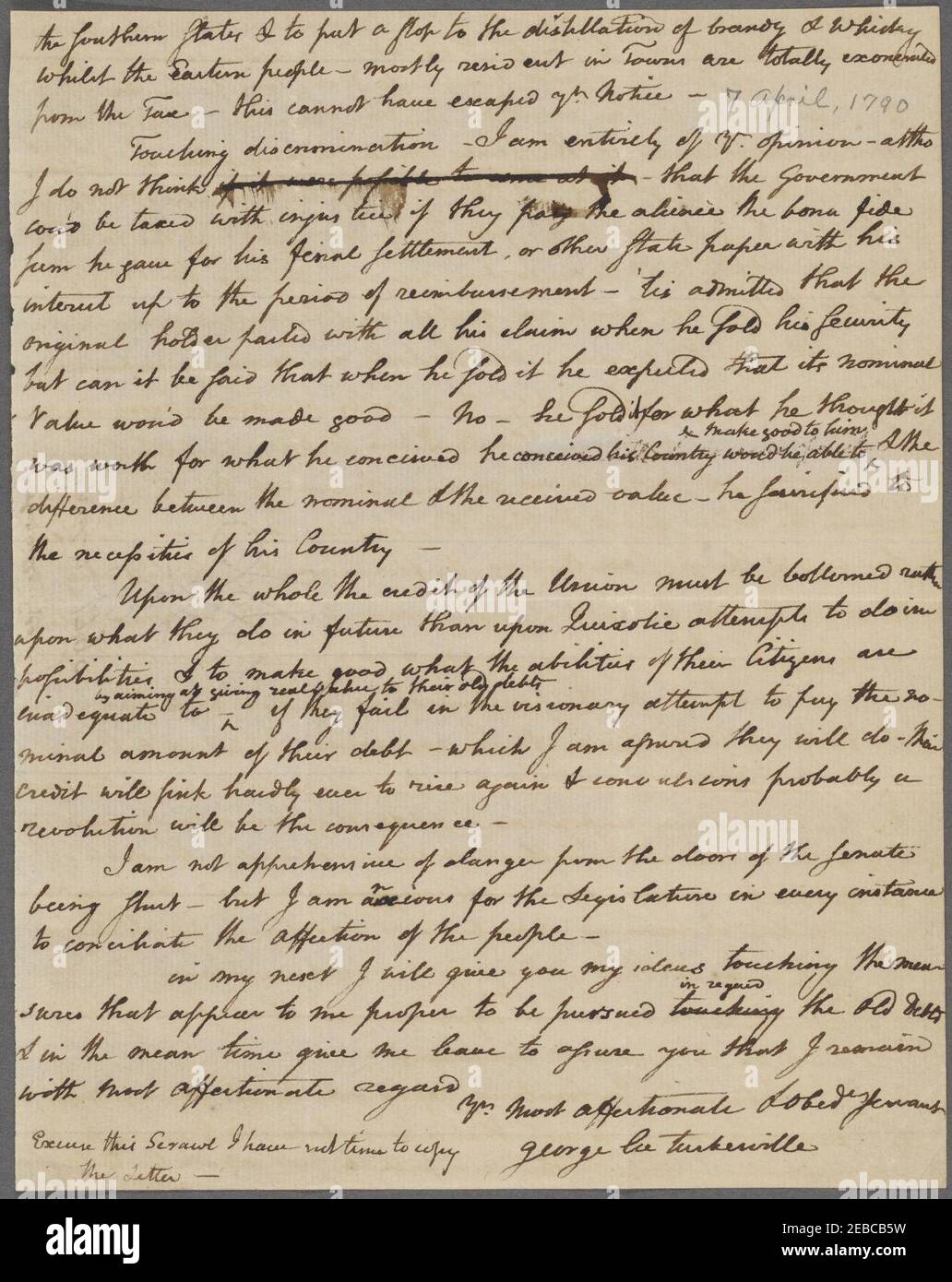 Letter from George Lee Turberville Stock Photo - Alamy