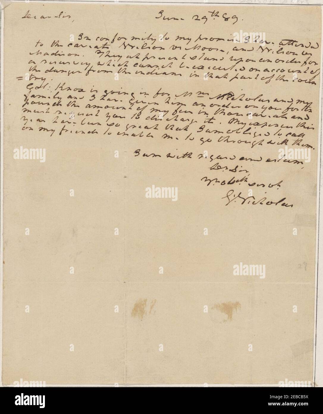 Letter from George Nicholas Stock Photo - Alamy