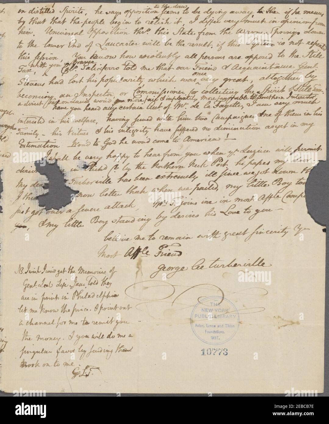 Letter from George Lee Turberville Stock Photo - Alamy